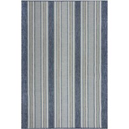 Teppich FLAIR RUGS, B:120cm H:4mm L:170cm, blau, Kunstfaser, Wohnzimmer, Teppiche, "Roma Stripe", Roma Stripe Indoor Outdoor-Teppichl&auml;ufer