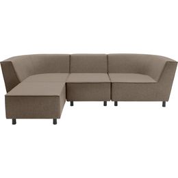 Ecksofa DOMO collection, B:279cm H:77cm T:103cm, braun, 100% Olefin, Garten, Sofas, "Sonna, individuell zusammenstellbar L-Form", Gartenlounge-Set