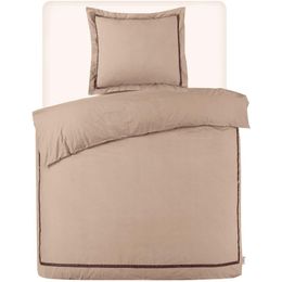 Bettwäsche Kayori, beige, Perkal (Bio-Baumwolle), Obermaterial: 100% Baumwolle, Bettwäsche, "Yamato", Hergestellt aus 100% reinem ägyptischen