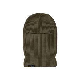 Damen Sturmhaube "Label Balaclava", gr&uuml;n, Alpha Industries, Obermaterial: 47% Viskose, 30% Nylon, 23% Polyester, M&uuml;tzen