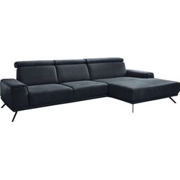 Ecksofa DIE PLANBAR, B:335cm H:89cm T:188cm, blau, Wohnzimmer, Sofas, "PN-EM22041 L-Form", wahlweise motorisches Canape oder Sitztiefenverstellung
