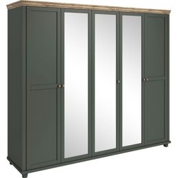 Dreht&uuml;renschrank Home Affaire, B:246cm H:216cm T:62cm, gr&uuml;n, ABS-Kunststoff, Dekorfolie, FSC-zertifizierter Holzwerkstoff, MDF, Schr&auml;nke, "Evora,