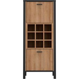 Barschrank FORTE, B:151,5cm H:120,3cm T:49,2cm, schwarz, Dekorfolie, FSC-zertifizierter Holzwerkstoff, Wohnzimmer, Schr&auml;nke, "High Rock", Breite ca.