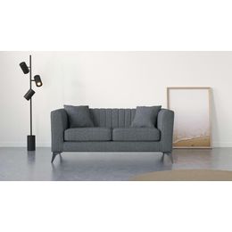 2-Sitzer Home Affaire, B:170cm H:74cm T:86cm, grau, 100% Polyester, Sofas, "MATTHEW elegantes Designsofa, Maße B/T/H: 170/86/74 cm", Steppung im