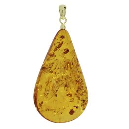 OSTSEE-SCHMUCK Damen Kettenanh&auml;nger "OSTSEE-SCHMUCK Anh&auml;nger Tropfen ca. 42 mm lang - Gold 585/000", 52x26mm, Bernstein, 9,3 g, gelb, Bernstein,