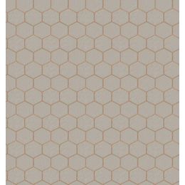 WOW Vliestapete "Hexagon Geo", B/L: 0,52mm x 10mm, grau, Tapeten, Taupe - 10m x 52cm