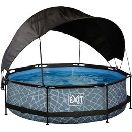 Framepool EXIT, H:76cm Ø:300cm, grau, Schwimmbecken, "inkl. Sonnensegel", ØxH: 300x76 cm, mit Kartuschenfilterpumpe und Sonnensegel