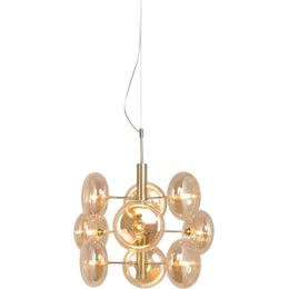 N&auml;ve N&Auml;VE Pendelleuchte "Orion", 9, &Oslash; 52cm H: 55cm, 1 Stk., braun, Esszimmer, Leuchten, messing-matt, 9 flachen Rundgl&auml;ser in amber, exkl. G9, H&ouml;he 55cm
