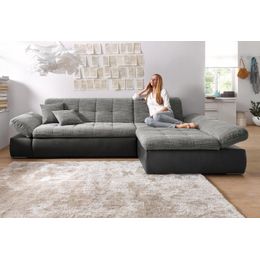 Ecksofa DOMO collection, B:300cm H:80cm T:172cm, grau, Kunstleder SOFTLUX / Struktur (90% Polyester/ 10% Polyacryl);Microfaser PRIMABELLE (100%