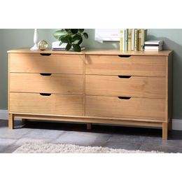 Kommode Home Affaire, B:150cm H:75cm T:39cm, beige, Massivholz, Schlafzimmer, Sideboards, "Post", massives Kiefernholz, mit vielen