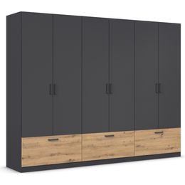 Dreht&uuml;renschrank Rauch, B:270cm H:210cm T:54cm, grau, Holzwerkstoff, Schr&auml;nke, "Kleiderschrank Schrank Garderobe W&auml;scheschrank BARI", mit Schubk&auml;sten