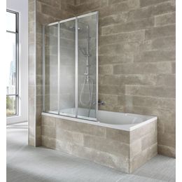 Badewannenaufsatz Welltime, B:120cm H:140cm, silber, Duschwände, "Nassau", Badewannenfaltwand, Spritzschutzwand für Badewanne, Glaswand