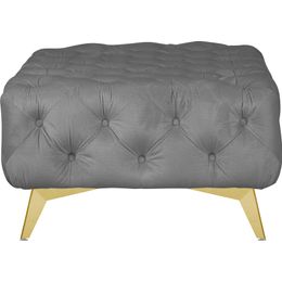 Polsterhocker Home Affaire, B:80cm H:45cm T:80cm, grau, Struktur (100% Polyester);Samtoptik (100% Polyester), Hocker, "Amaury", Chesterfield-Optik,