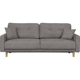 3-Sitzer Home Affaire, B:215cm H:89cm T:100cm, grau, 100% Polyester, Sofas, "TRIPLO optionale Schlafsofa mit Bettkasten, Ma&szlig;e B/T/H: 215/100/89 cm",