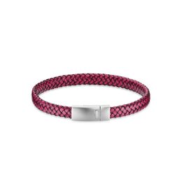 Kangaroos Damen Edelstahlarmband "Schmuck Geschenk, Lederarmband verschiedene Farben + Größen", 19, Edelstahl Leder, rot, Edelstahl, Leder, Armbänder