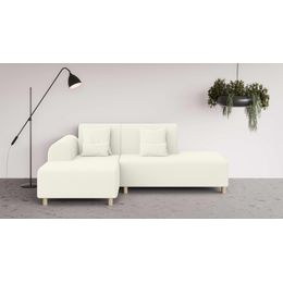 Ecksofa OTTO HOME, B:258cm H:85cm T:168cm, beige, 100% Polyester, Wohnzimmer, Sofas, "Suyala", L-Form mit Hocker