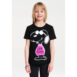 logoshirt Mädchen T-Shirt "Peanuts - Snoopy - Joe Cool", schwarz, Gr. 122, bedruckt, 100% Baumwolle, Shirts, mit lizenziertem Originaldesign