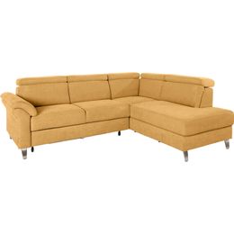 Sit & More Ecksofa SIT & MORE, B:245cm H:84cm T:194cm, gelb, Wohnzimmer, Sofas, "Arngast L-Form", inklusive Kopfteilverstellung und Federkern