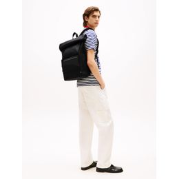 Tommy Hilfiger Freizeitrucksack "TH TPU ROLLTOP BACKPACK", schwarz, Lederimitat, Textil, unifarben, Rucks&auml;cke, Reise, Unisex Travelbag mit