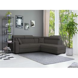 Ecksofa Home Affaire, B:267cm H:95cm T:198cm, grau, Struktur fein (100% Polyester);Struktur (100% Polyester);Samtstruktur (100% Polyester),