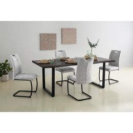 Esstisch Hela, B:200cm H:76cm T:100cm, grau, K&uuml;che, Tische, "GISELLE Baumkantentisch, K&uuml;chentisch, TOPSELLER OTTOs Choice", Kufengestell Metall,