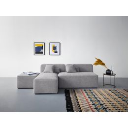 Ecksofa Home Affaire, B:220cm H:76,5cm T:153cm, grau, 100% Polyester, Wohnzimmer, Sofas, "Sundstrup L-Form", Modulserie, individuelle Zusammenstellung