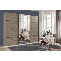 Schwebet&uuml;renschrank wimex, B:270cm H:208cm T:65cm, braun, Holzwerkstoff, Spanplatte, Schr&auml;nke, "Jork Kleiderschrank mit Spiegel, schwarze