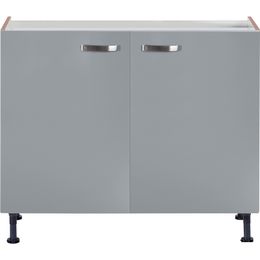 Sp&uuml;lenschrank KOCHSTATION, B:100cm H:87cm T:58,4cm, grau, K&uuml;che, Schr&auml;nke, "KS-Cara", Breite 100 cm