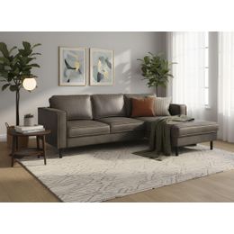 Ecksofa Places of Style, B:232cm H:81cm T:161cm, grau, 50% Leder, 40% Polyester, 10% Polyamid;Backing 60% Leder, Sofas, "Watkins, wahlweise mit