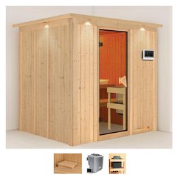 Karibu Sauna "Sodin", Bio-Kombiofen, externe Steuerung, 9 kW, beige, Saunen, Ofen 9 kW Bio externe Strg easy