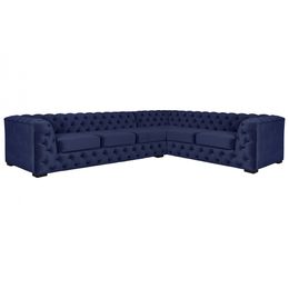 Chesterfield-Sofa Home Affaire, B:307cm H:67cm T:227cm, blau, 100% Polyester, Sofas, "KALINA L-Form", hochwertig Chesterfield-Ausführung