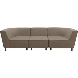 3-Sitzer DOMO collection, B:279cm H:77cm T:103cm, braun, 100% Olefin, Sofas, "Sonna, individuell zusammenstellbar", Gartenlounge-Set oder