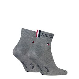 Tommy Hilfiger Herren Kurzsocken "TH MEN QUARTER 2P HILFIGER TAB", Gr. 39, grau, Baumwollmischung, Socken, Logo-Flag und Schriftzug