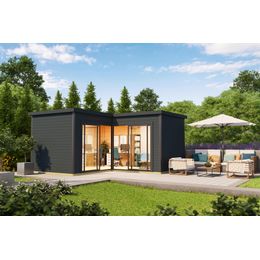 Gartenhaus Lasita Maja, grau, Holzwerkstoff, Gartenh&auml;user, "DOMEO 6 CARBONGRAU/ANTHRAZIT", Fundamentmass 5000 x 5000, Carbongrau