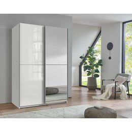 Kleiderschrank wimex, B:135cm H:198cm T:65cmfront hg lack wei&szlig;, spiegel, korpus wei&szlig;, griffe alufarben, Holzwerkstoff, Jugendzimmer, Schr&auml;nke,