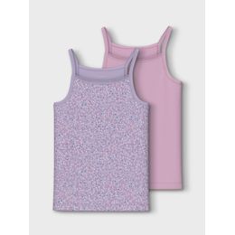 name it Mädchen Unterhemd "NKFSTRAP TOP 2P PASTEL LILAC DOT NOOS", Gr. 158, lila, Jersey, Obermaterial: 95% Baumwolle, 5% Elasthan, bedruckt,