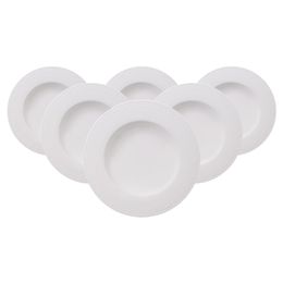 Villeroy & Boch VILLEROY & BOCH Suppenteller "Suppenteller White Pearl ø 24,8 cm 6er Set weiß", weiß, Speiseteller