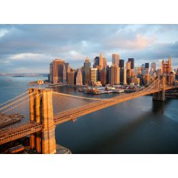 papermoon Fototapete "Brooklyn Bridge Morning", B/L: 3,5m x 2,6m, Bahnen: 7 Stk., bunt, Tapeten