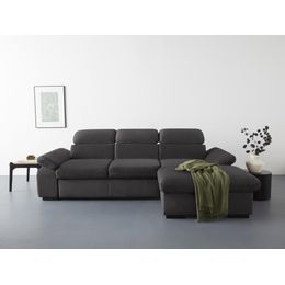 Ecksofa COTTA, B:250cm H:73cm T:165cm, braun, 100% Polyester, Wohnzimmer, Sofas, "Lola L-Form mit Kopfteilfunktion & Hocker", wahlweise mit