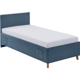 Meise M&ouml;bel Kinderbett MEISE.M&Ouml;BEL, B:130cm L:210cm, blau, Betten, "COOL", Polsterbett wahlweise mit Bettkasten, Jugendbett inkl. USB-Anschluss