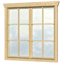 Skan Holz Fenster SKANHOLZ, B:125cm H:130cm, beige, Glas, Holzwerkstoff, Fenster, "2-flügelig", für 28 mm Gartenhäuser, 2x57,5x123,5 cm