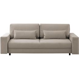 Schlafsofa, B:250cm H:90cm T:108cm, grau, LeGer Home by Lena Gercke, Jugendzimmer, Sofas, "Imoga, Polster mit Schlaffunktion, 3-Sitzer Sofa, Couch