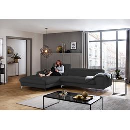 Ecksofa W.Schillig, B:303cm H:70cm T:193cm, grau, Longlife Xtra-Leder Z59: Glattleder mit modischer Pr&auml;gung. Hautst&auml;rke 0, 9 - 1, 1 mm, Wohnzimmer,