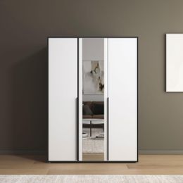 Dreht&uuml;renschrank Rauch, B:140cm H:194cm T:53cm, grau, Holzwerkstoff, Schr&auml;nke, "Kleiderschrank Schrank Garderobe W&auml;scheschrank NAGATA mit Spiegel",