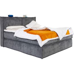Boxspringbett Home Affaire, B:186cm L:223cm, grau, 100% PES, Komplettbetten, "Sophielle, erh&auml;ltlich in den Breite 160, 180 & 200cm", inkl. Topper und