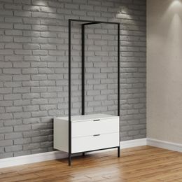 Garderobenschrank Inosign, B:85cm H:190cm T:45cm, weiß, Holzwerkstoff, Metall, Flur, Schränke, "Innsbruck", Garderobe mit Kleiderstange & 2