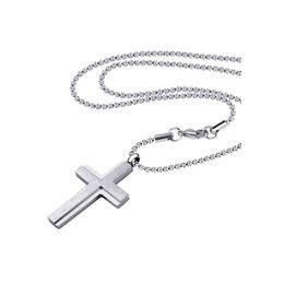 Firetti Damen Kette mit Anh&auml;nger "Schmuck Geschenk Kreuz", Edelstahl, L: 50 B: 2,3mm, silber, Edelstahl, B:2,3mm, Halsketten