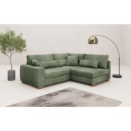 Ecksofa MR. COUCH, B:227cm H:68cm T:190cm, grün, Novaclean Avanti (100% Polyester), Wohnzimmer, Sofas, "Hilla L-Form", Mit Federkern, wahlweise mit