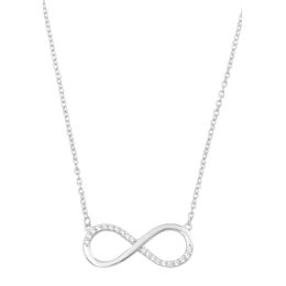 Amor Damen Kette mit Anhänger "Infinity/Unendlichkeitsschleife", Weißgold 375, L: 45, weiß, Weißgold 375, Halsketten, mit Zirkonia (synth.)