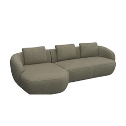 Wohnlandschaft FLEXLUX, B:276cm H:85cm T:146cm, gr&uuml;n, Sofas, "Torino, rund, L-Form, Sofa-Ecke mit Recamiere, Longchair-Sofa", Modernes, organisches